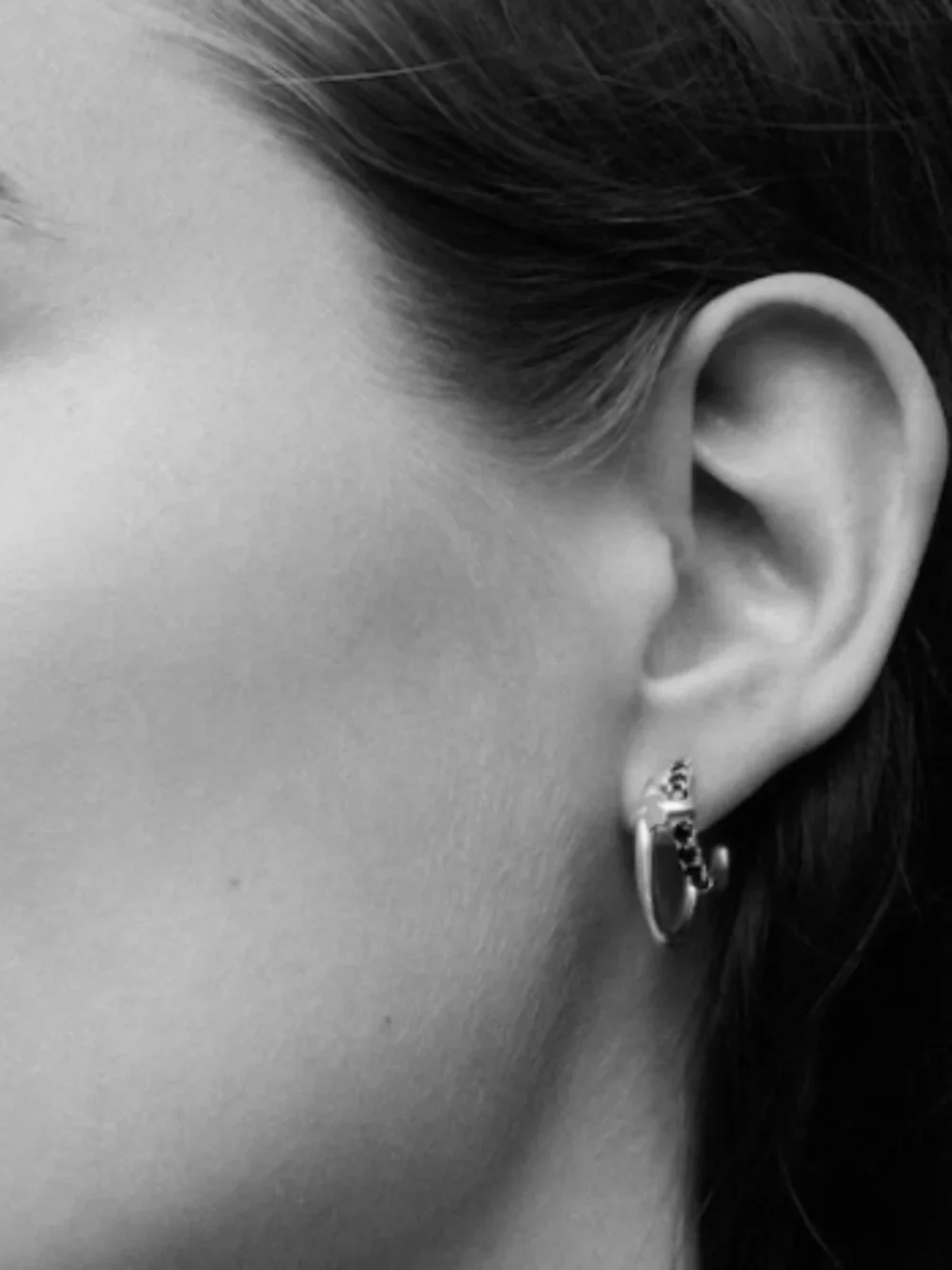 Tous | Jewelry | Tous Silver Double Hoop Earrings With Black Spinel ...